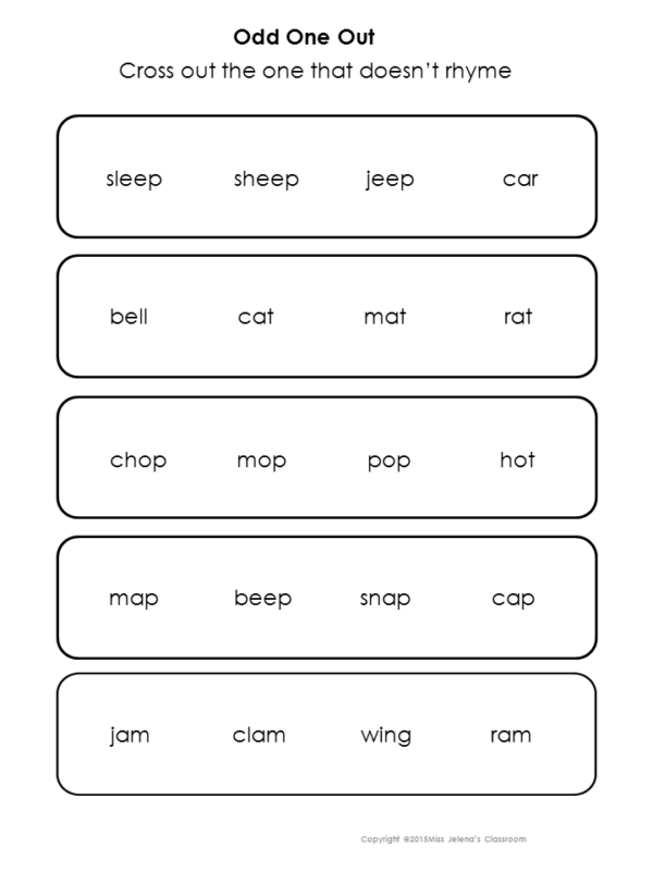 Rhyming Words Odd One Out- Special Education | Made By Teachers