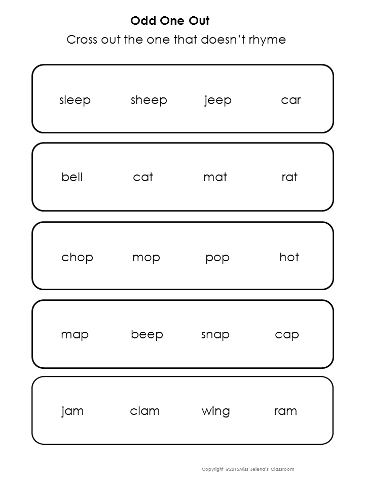 Rhyming Words Odd One Out- Special Education | Made By Teachers