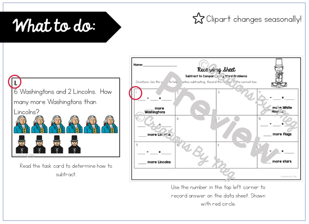 President's Day: Subtract to Compare (1.OA.A.1) | Made By Teachers