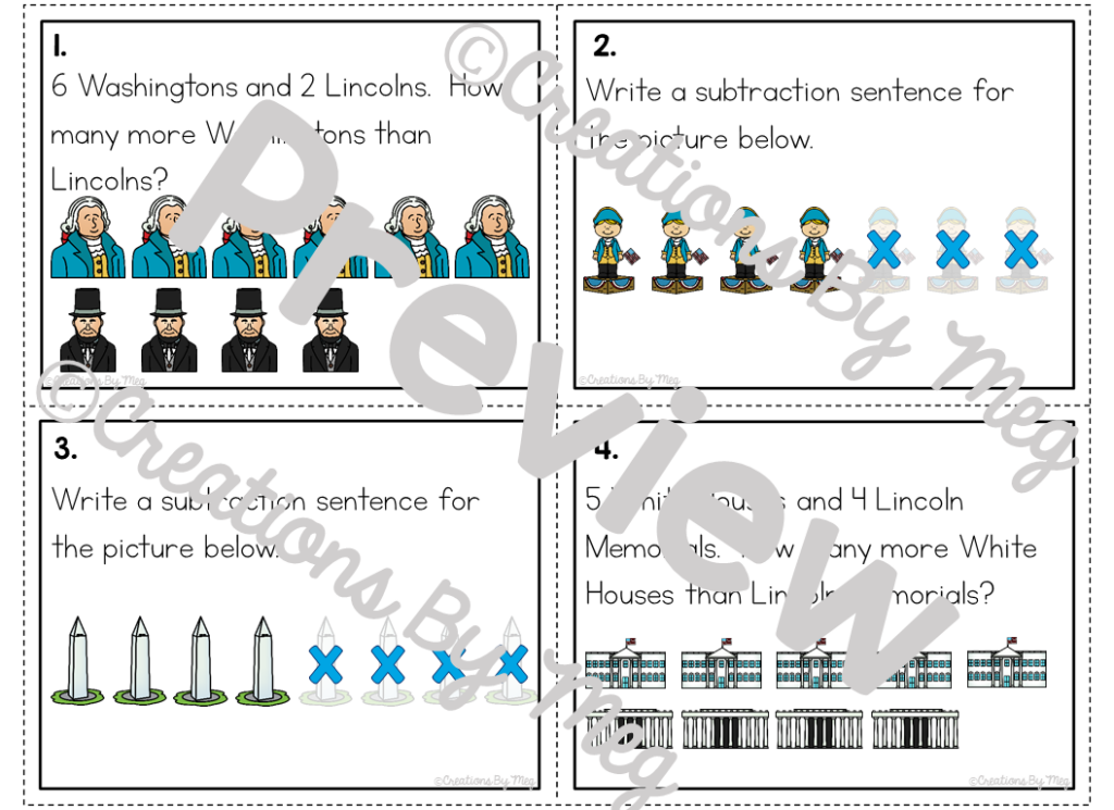 President's Day: Subtract to Compare (1.OA.A.1) | Made By Teachers