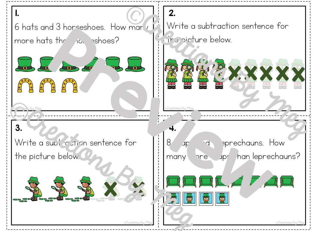St. Patrick's Day: Subtract to Compare (1.OA.A.1) | Made By Teachers