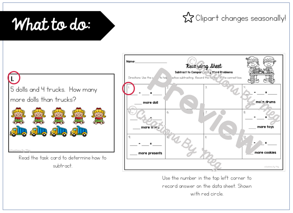 Christmas: Subtract to Compare (1.OA.A.1) | Made By Teachers