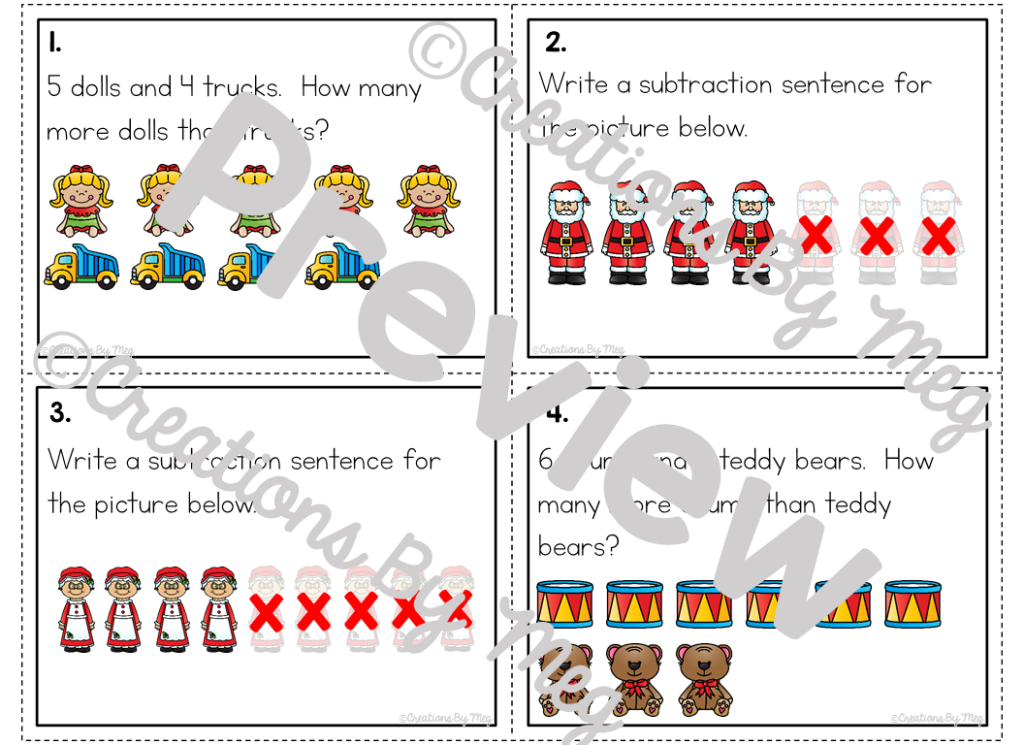 Christmas: Subtract to Compare (1.OA.A.1) | Made By Teachers