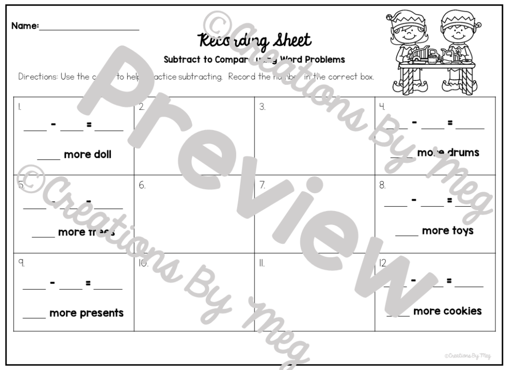 Christmas: Subtract to Compare (1.OA.A.1) | Made By Teachers