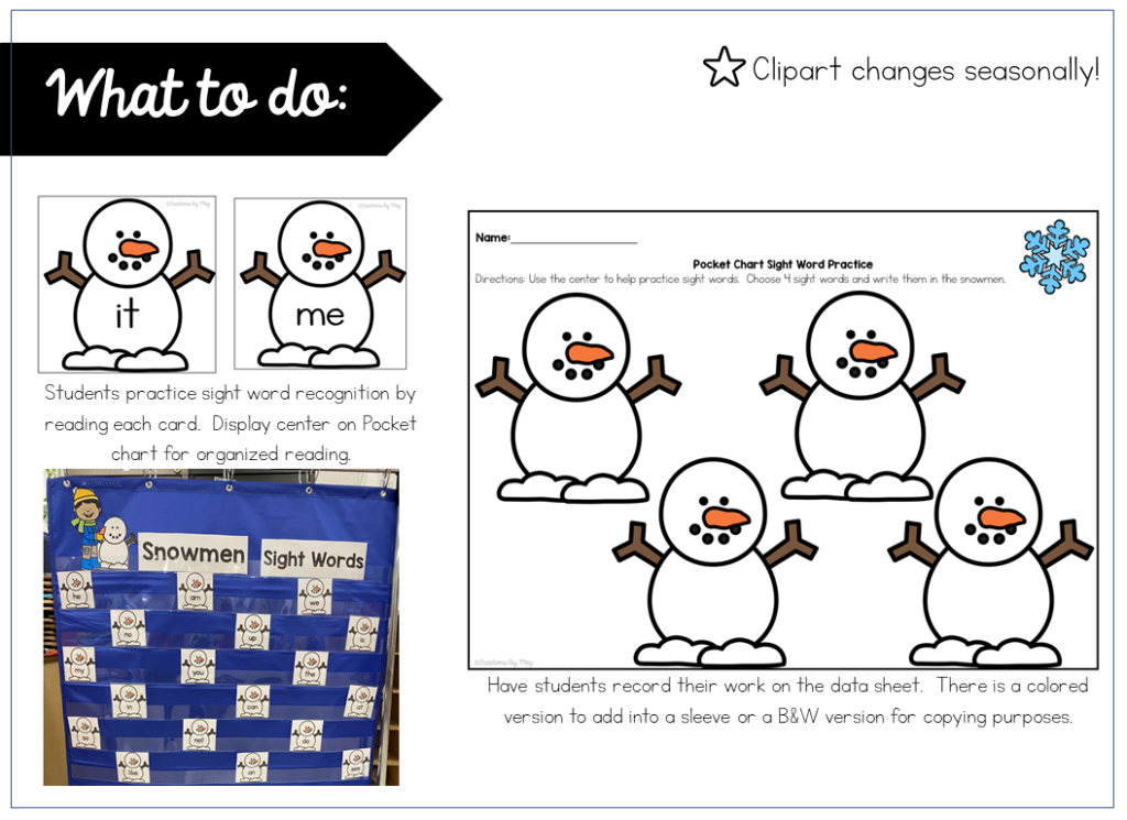 Winter Themed: Pocket Chart Sight Word Recognition | Made By Teachers