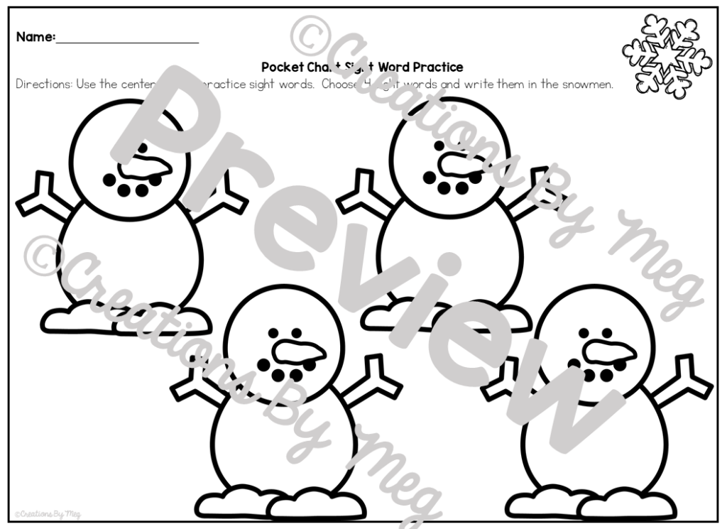 Winter Themed: Pocket Chart Sight Word Recognition | Made By Teachers
