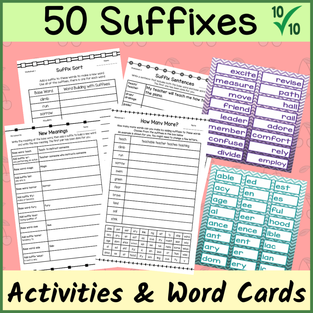 Suffixes - Differentiated Grammar Worksheets and Word Building Activity ...