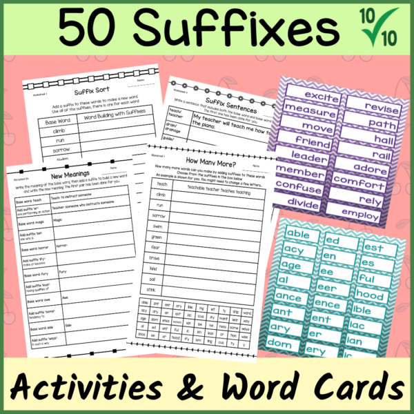 Grammar Skills – Suffix Worksheets and Word Building Cards ...