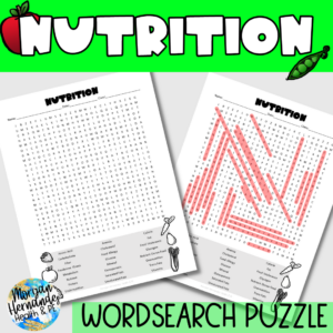 Nutrition Word Search Puzzle | Made By Teachers