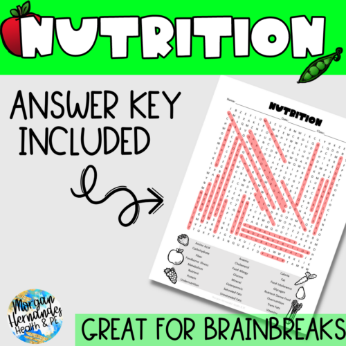 Nutrition Word Search Puzzle | Made By Teachers