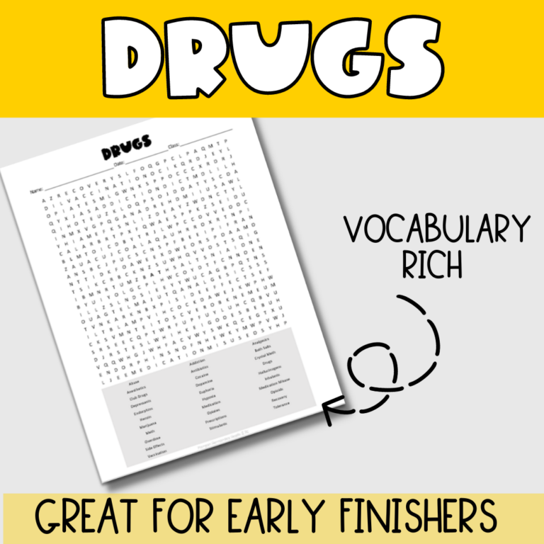 Drugs Word Search Puzzle | Made By Teachers