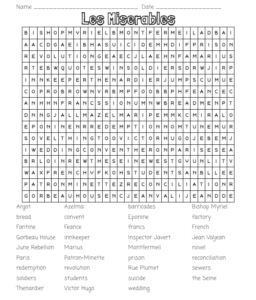 Les Miserables Word Search | Made By Teachers