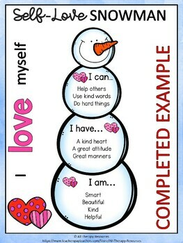 SELF LOVE SNOWMAN I Winter Craft Activity I Self-Esteem Counselling ...