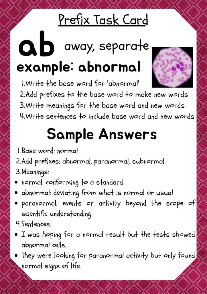 Prefix Task Cards - Grammar Activities - Differentiated Vocabulary ...