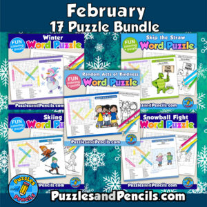 February Word Search Puzzle Activity BUNDLE | 17 Wordsearch Puzzles ...