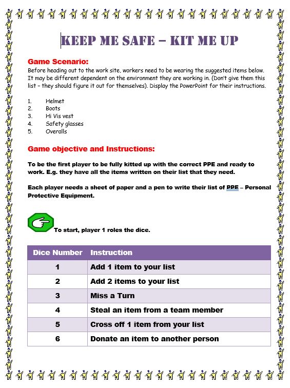 Health and Safety PPE Dice Game - Warm up / Lesson Starter | Made By ...