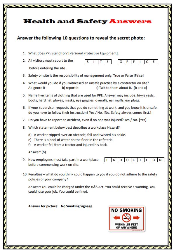 Health and Safety Workplace Reveal the Picture game | Made By Teachers