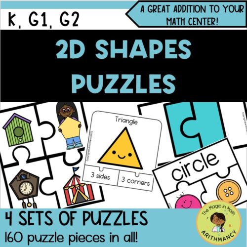 2D shapes puzzles | sides & corners | kindergarten | math center | math ...