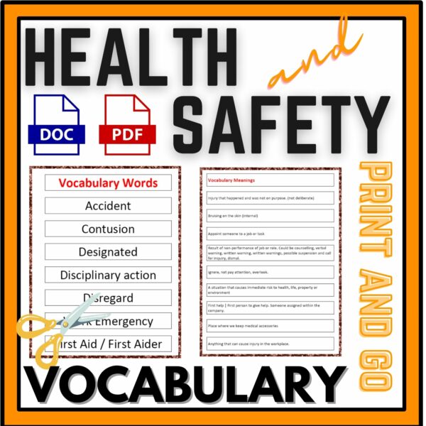 Workplace Health and Safety Mix and Match Vocabulary Activity | Made By ...
