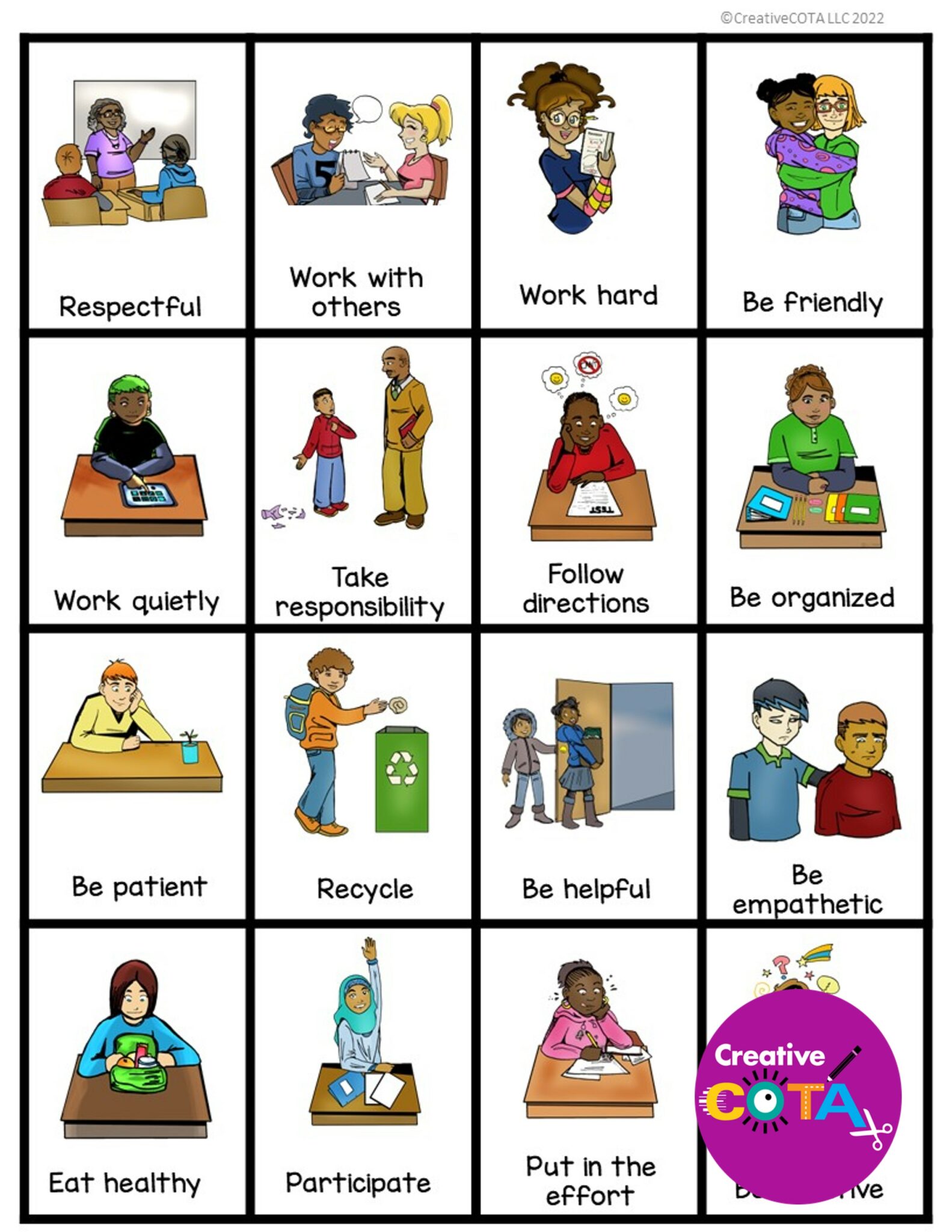 Social Emotional Learning Behavior Sort and Reflection Sheets for Older ...