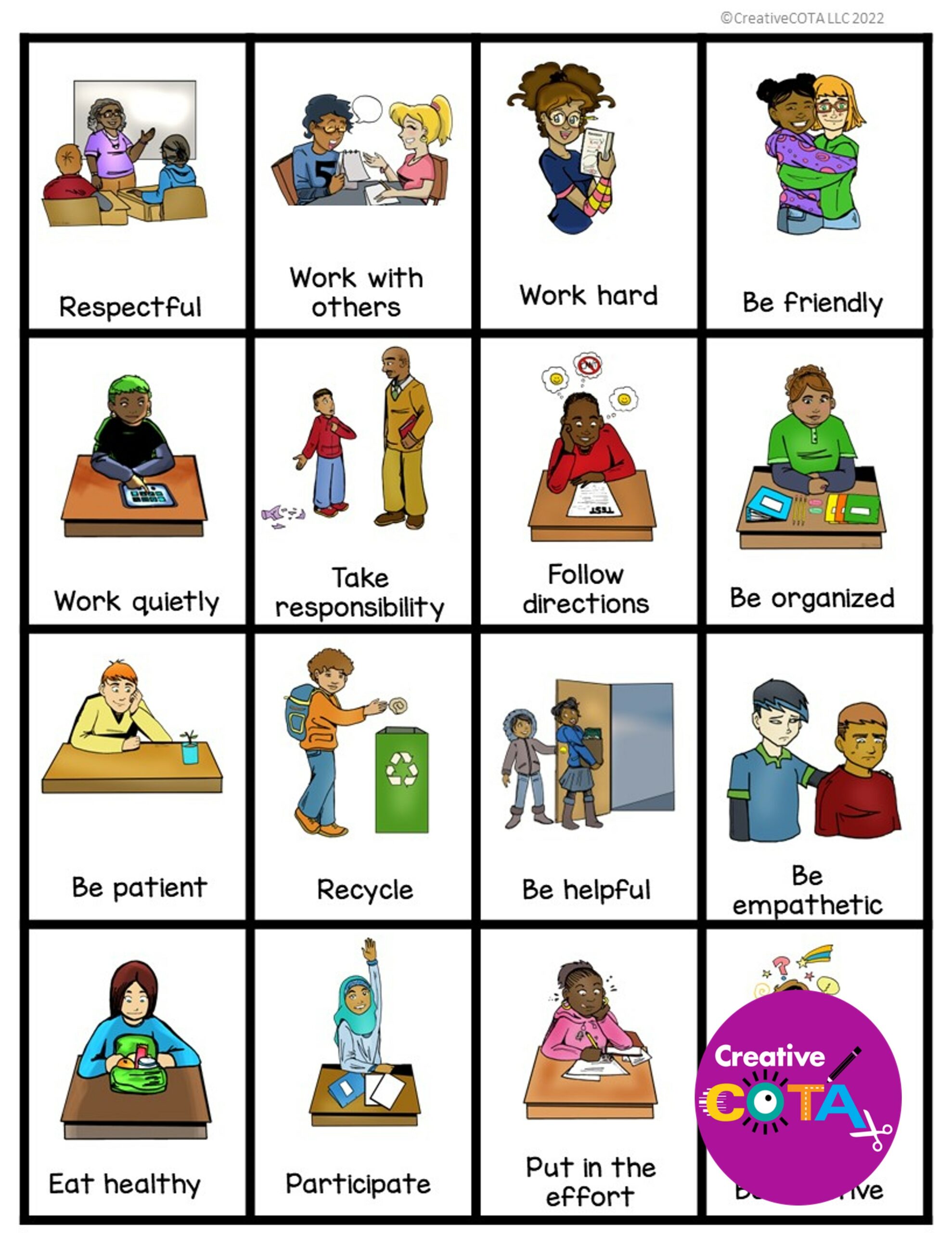 Social Emotional Learning Behavior Sort and Reflection Sheets for Older ...