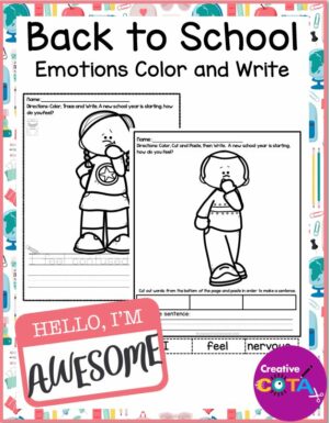 Back to School Social Emotional Learning Color, Cut & Paste and Tracing ...