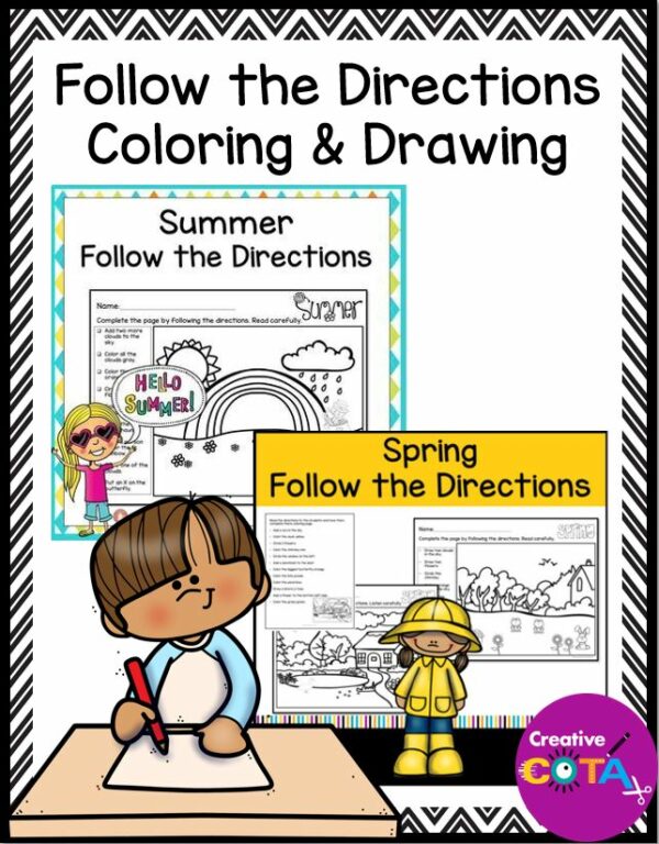 Following Directions Coloring Activity for Listening Comprehension ...
