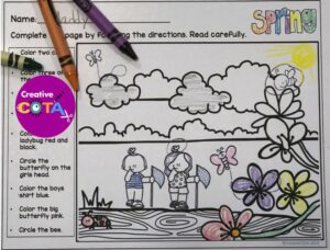 Spring and Summer Follow the Directions Coloring Pages for Listening ...