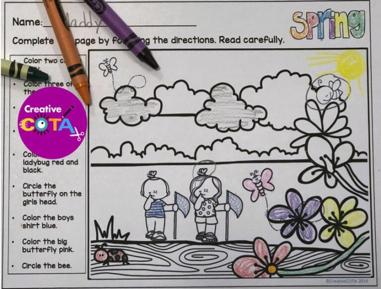 Spring and Summer Follow the Directions Coloring Pages for Listening ...