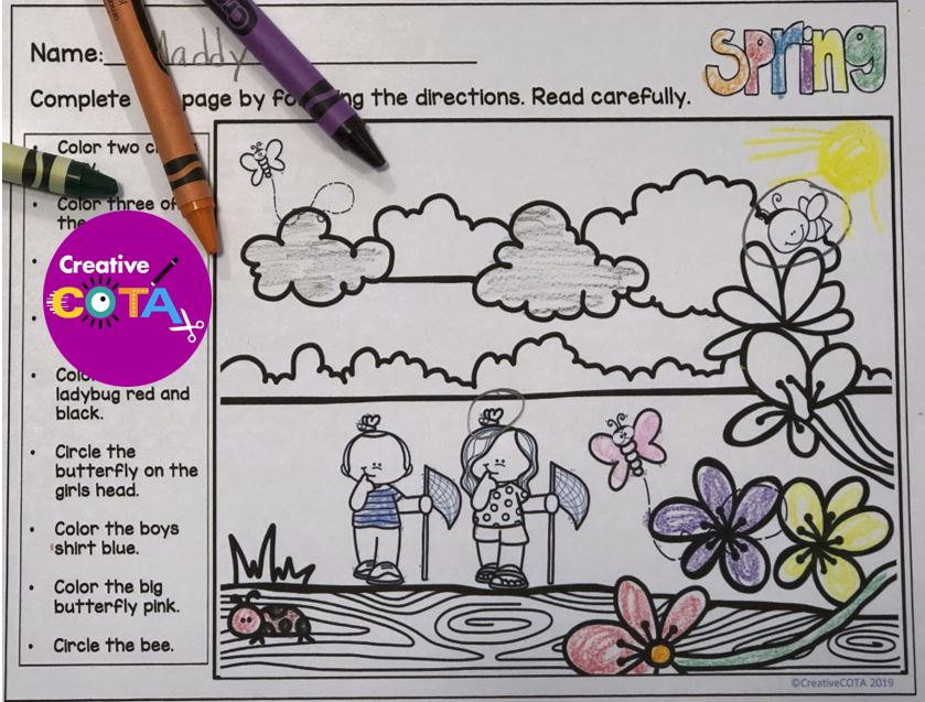 Spring and Summer Follow the Directions Coloring Pages for Listening ...