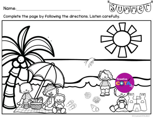 Spring and Summer Follow the Directions Coloring Pages for Listening ...