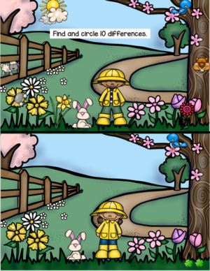 Spring Find the Difference Visual Perception Activities | Made By Teachers