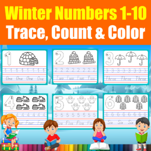 Winter Theme Numbers Handwriting Worksheets 1-10 for kids Prek & k to ...