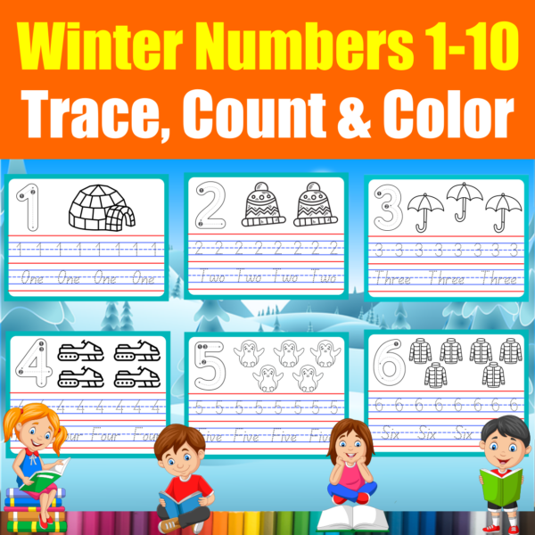 Winter Theme Numbers Handwriting Worksheets 1-10 for kids Prek & k to ...
