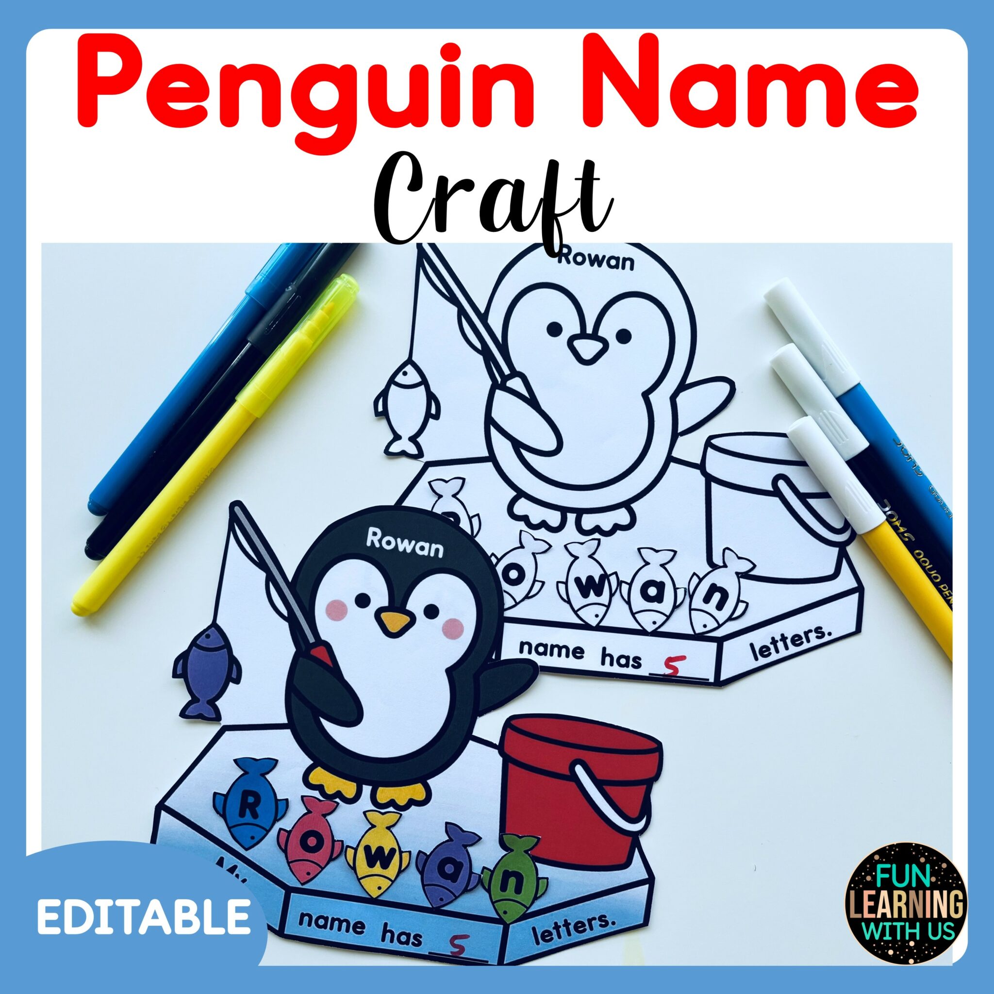 Penguin Name Crafts | Polar Animal Editable Name Activity | Made By ...