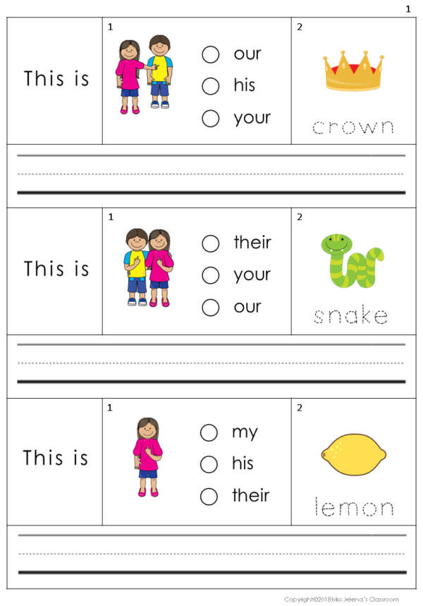 Building Sentences Set II - Possessive adjectives | Made By Teachers