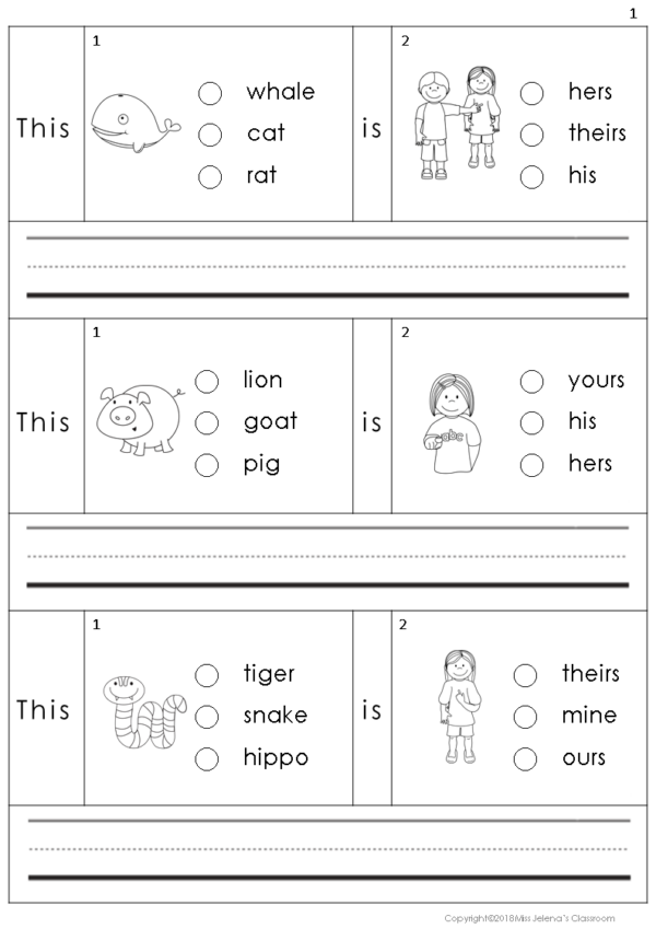 Building Sentences Set III - Possessive pronouns - Made By Teachers