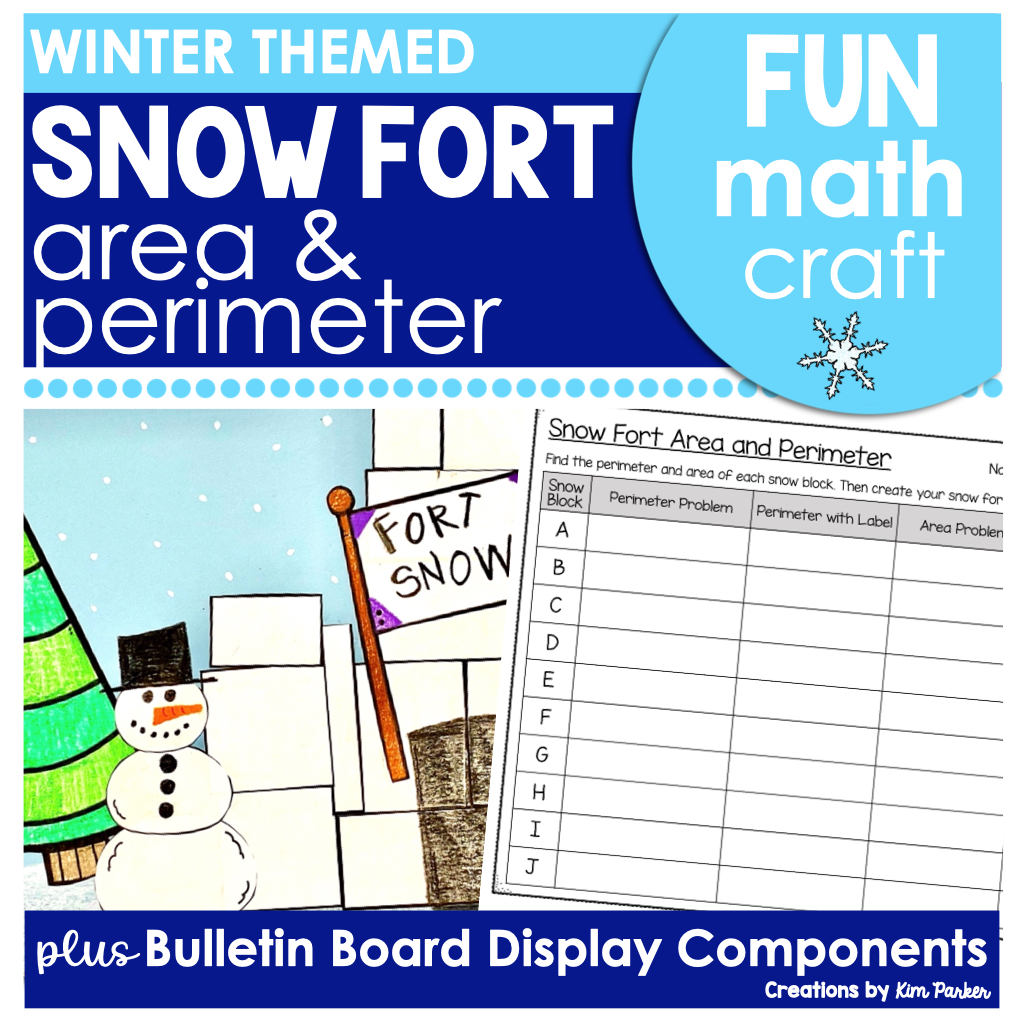 Winter Math Craft Activity Perimeter and Area Snow Fort | Made By Teachers