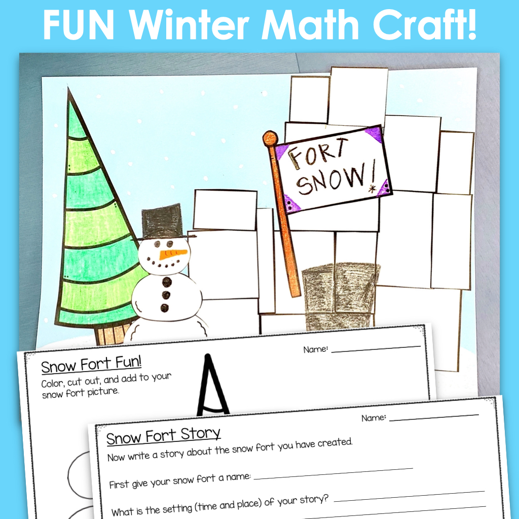 Winter Math Craft Activity Perimeter and Area Snow Fort | Made By Teachers