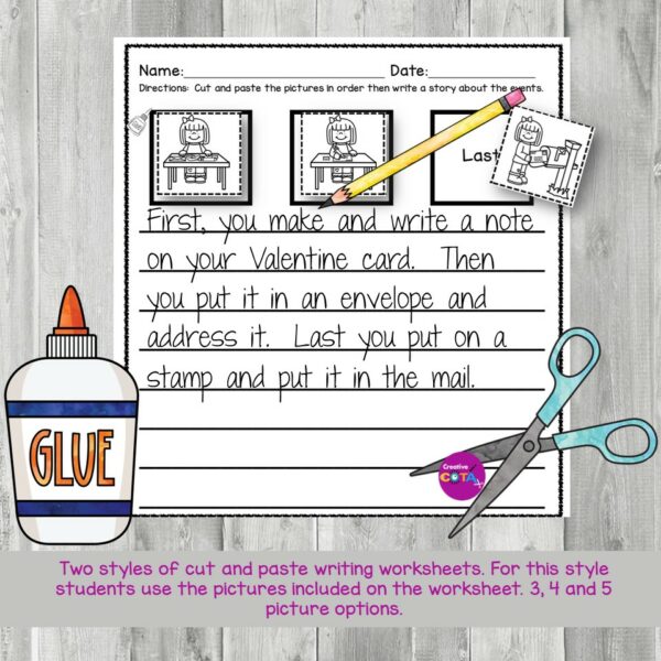 Valentine's Day Sequence Writing Center Activities and Worksheets ...
