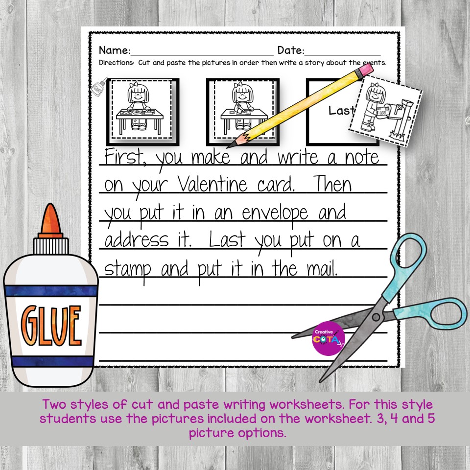 Valentine's Day Sequence Writing Center Activities and Worksheets ...