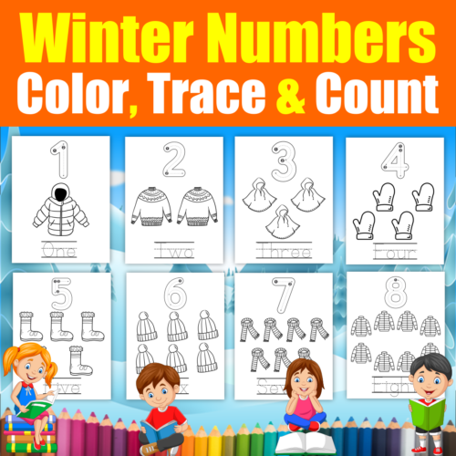 Winter Numbers 1-10. Printable Worksheets for Prek & K to Color, Trace ...