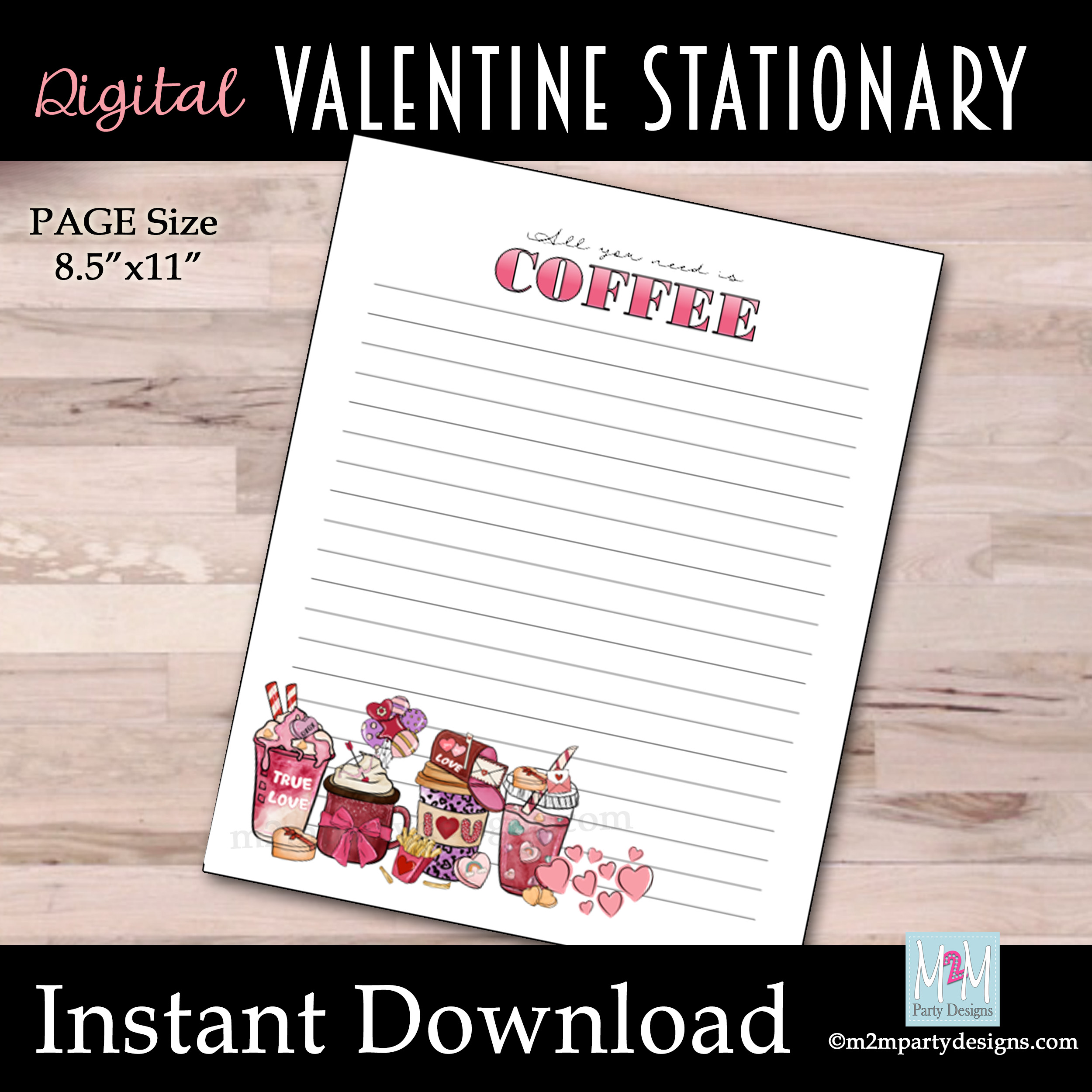 Printable Valentines Day Stationary, Love Stationary, February Coffee ...