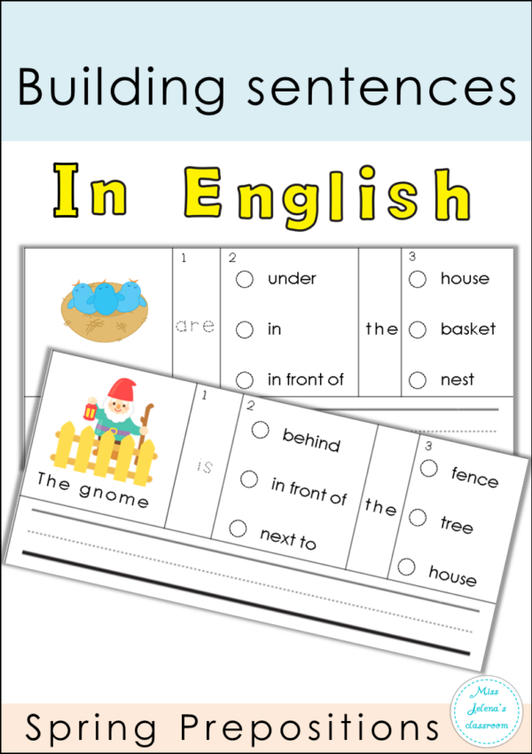 Building Sentences Set XX -Spring Prepositions | Made By Teachers