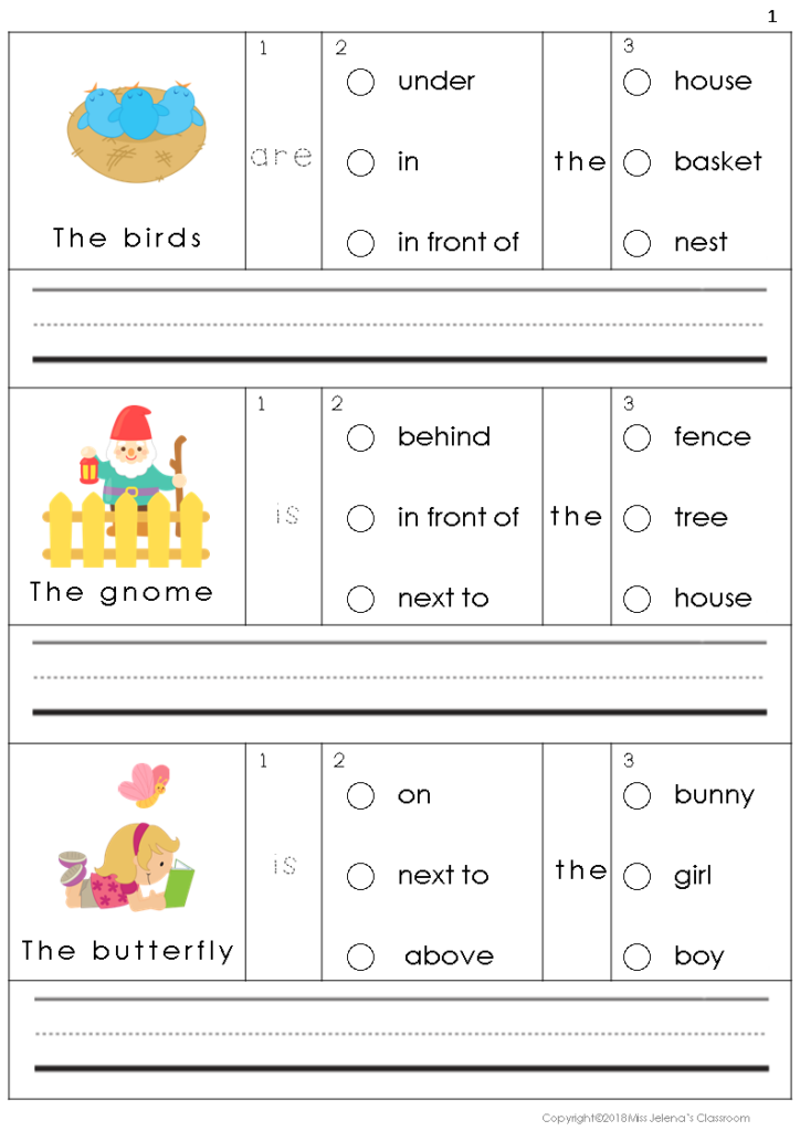 Building Sentences Set XX -Spring Prepositions | Made By Teachers