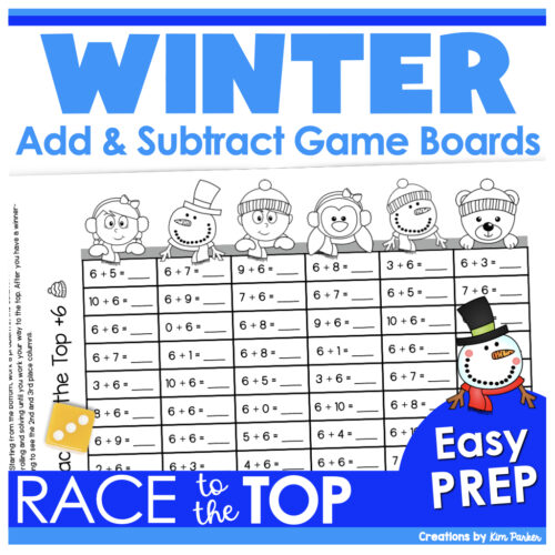 Winter Math Games Addition and Subtraction Fact Fluency Easy Prep ...