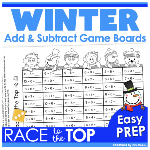 Winter Math Games Addition and Subtraction Fact Fluency Easy Prep ...