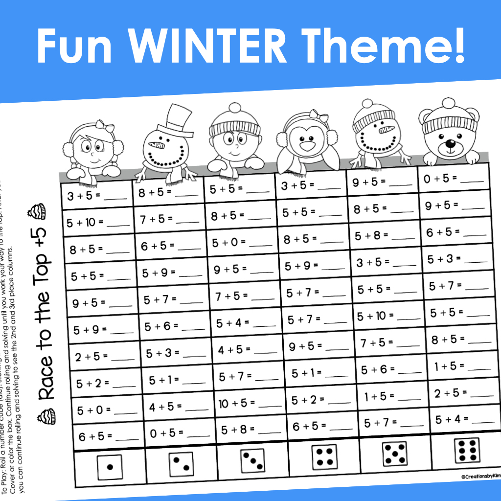 Winter Math Games Addition and Subtraction Fact Fluency Easy Prep ...