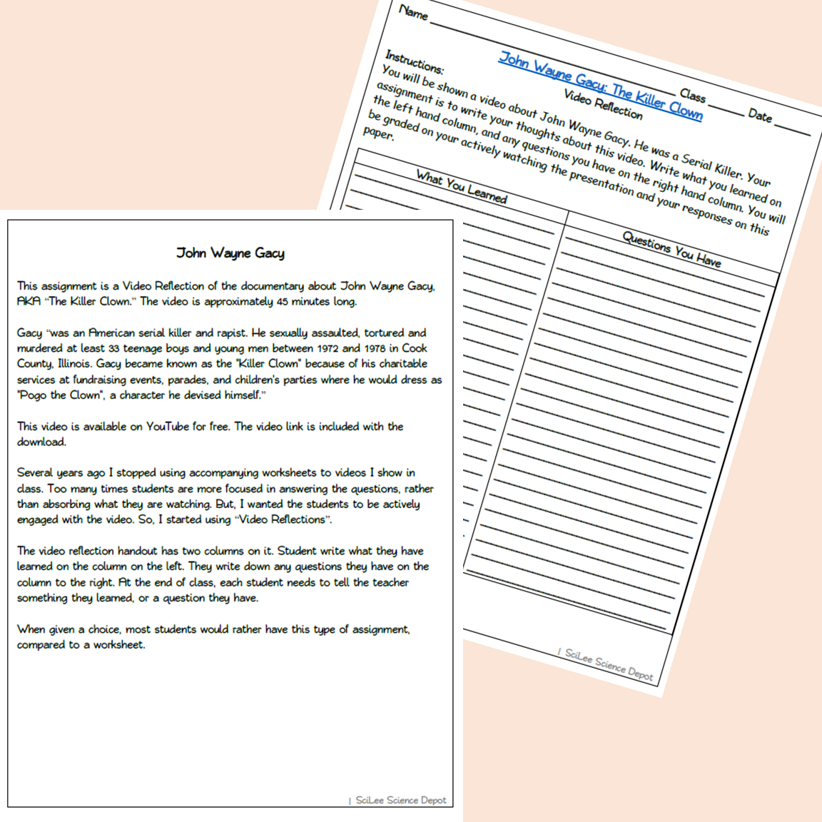 John Wayne Gacy Video Reflection Activity | Made By Teachers