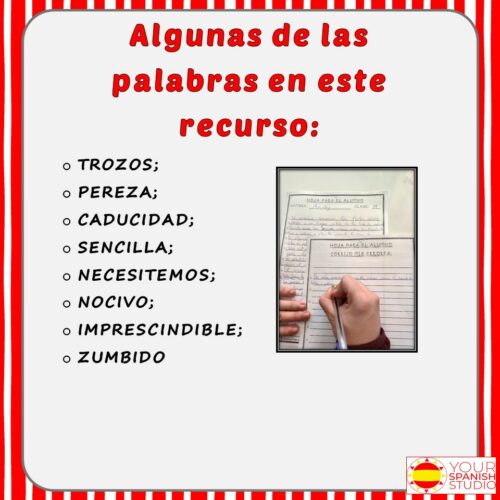 SPANISH SPELLING DICTATION activities WEEK 1 C,S,Z NO PREP Oraciones ...